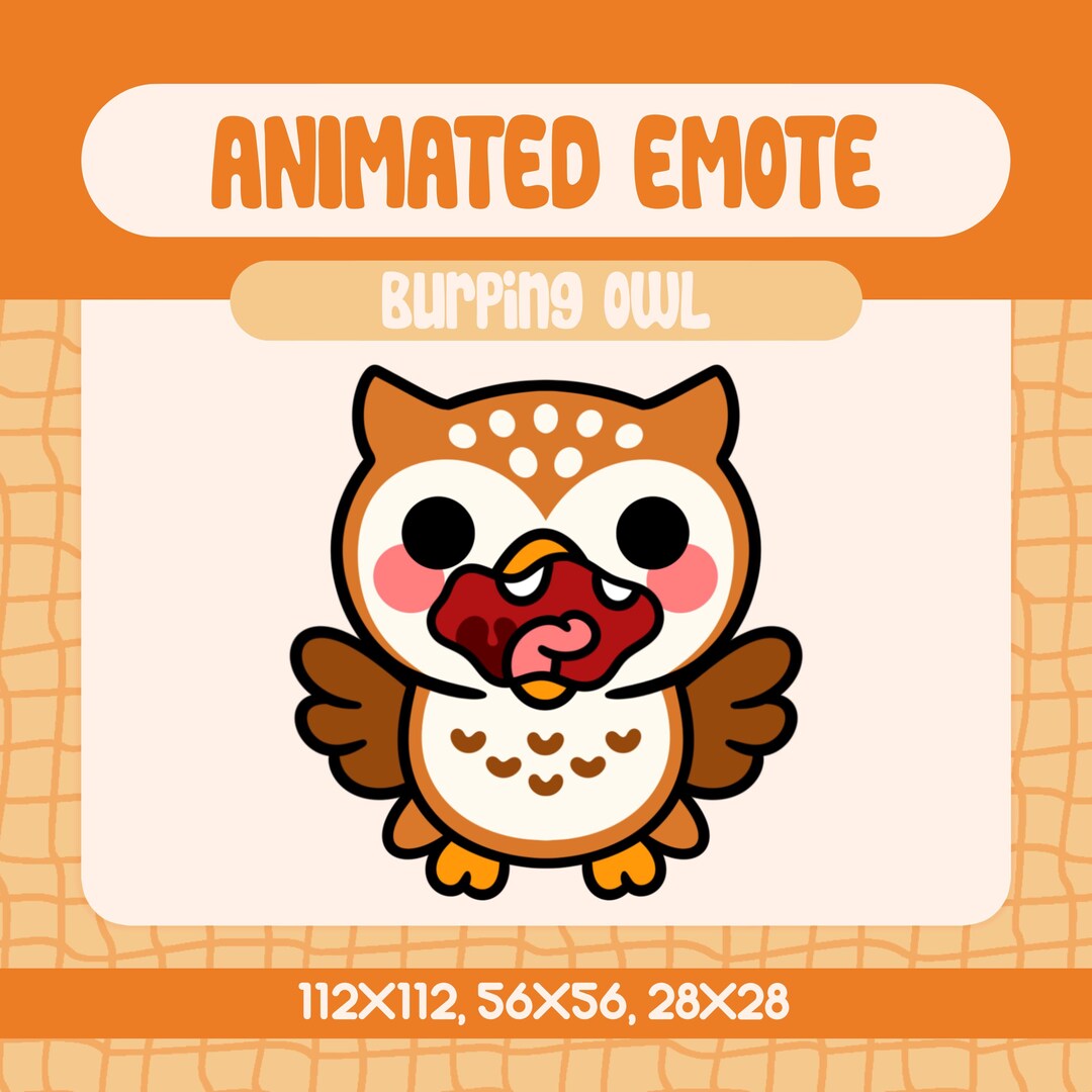 Kawaii Burping Brown Owl Animated Emote for Twitch, Funny Bird Emote ...