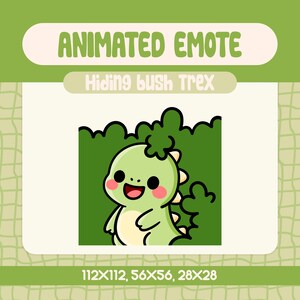 Kawaii Hiding Bush T-rex Emote for Twitch and Discord, Cute Dinosaur ...