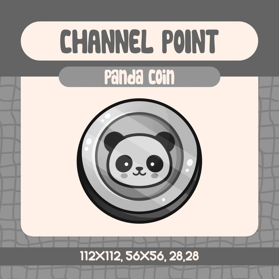 Adorable Silver Panda Coin Channel Point Icon for Twitch, Cute Animal ...