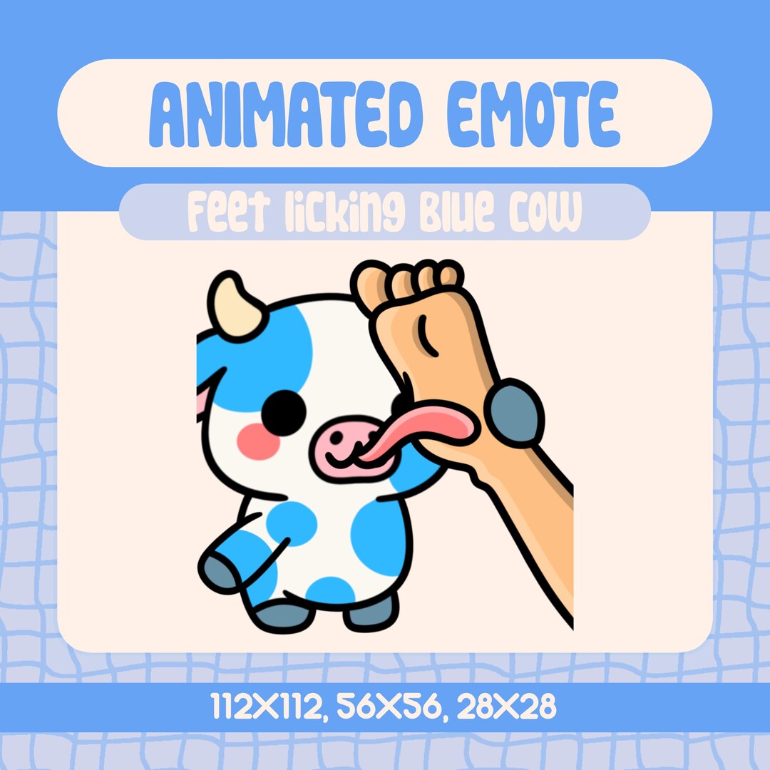Kawaii Blue Cow Animated Emote for Twitch and Discord, Silly Tongue Out ...