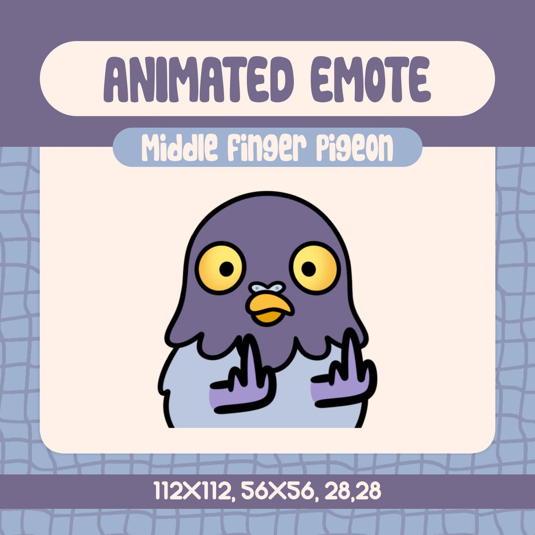 Animated Middle Finger Pigeon Emote for Streamers, Funny Kawaii Pigeon ...