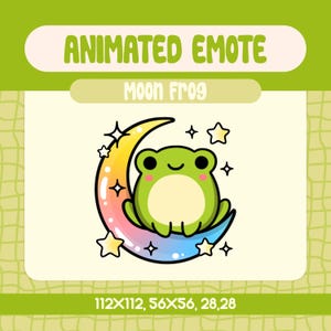 Dreamy Animated Moon Frog Emote for Streamers, Kawaii Starry Frog ...