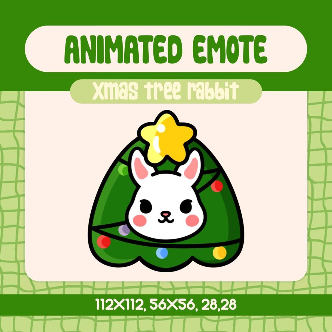 Kawaii Christmas Tree Rabbit Animated Emote for Twitch, Cute Xmas Bunny ...