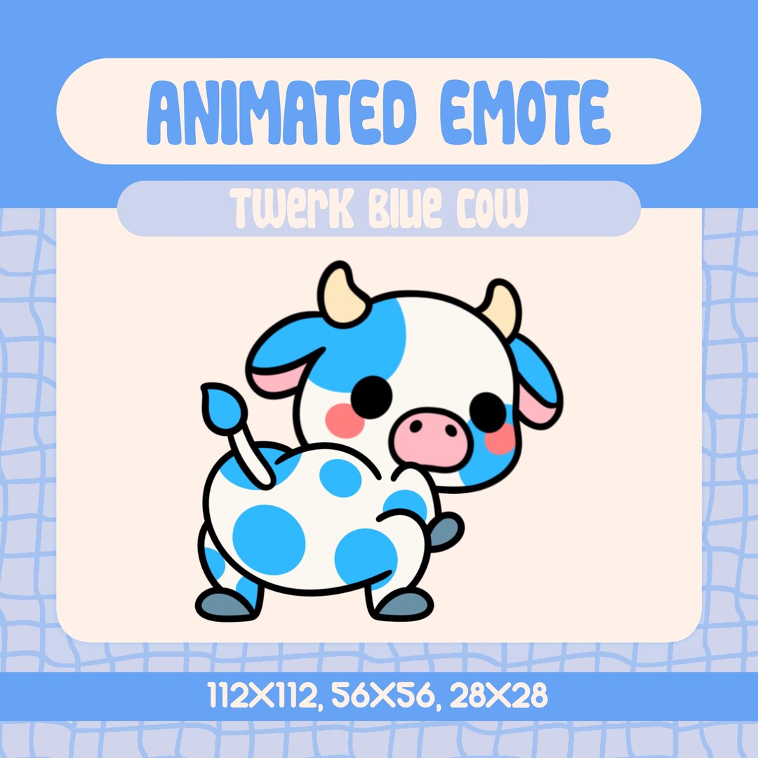 Kawaii Twerking Blue Cow Animated Emote for Twitch and Discord, Funny ...