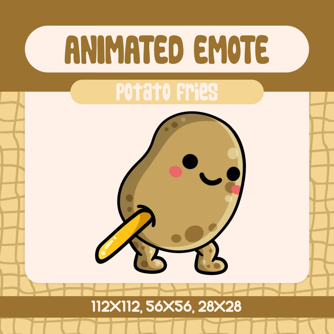 Kawaii Potato French Fries Animated Emote for Twitch and Discord, Funny ...