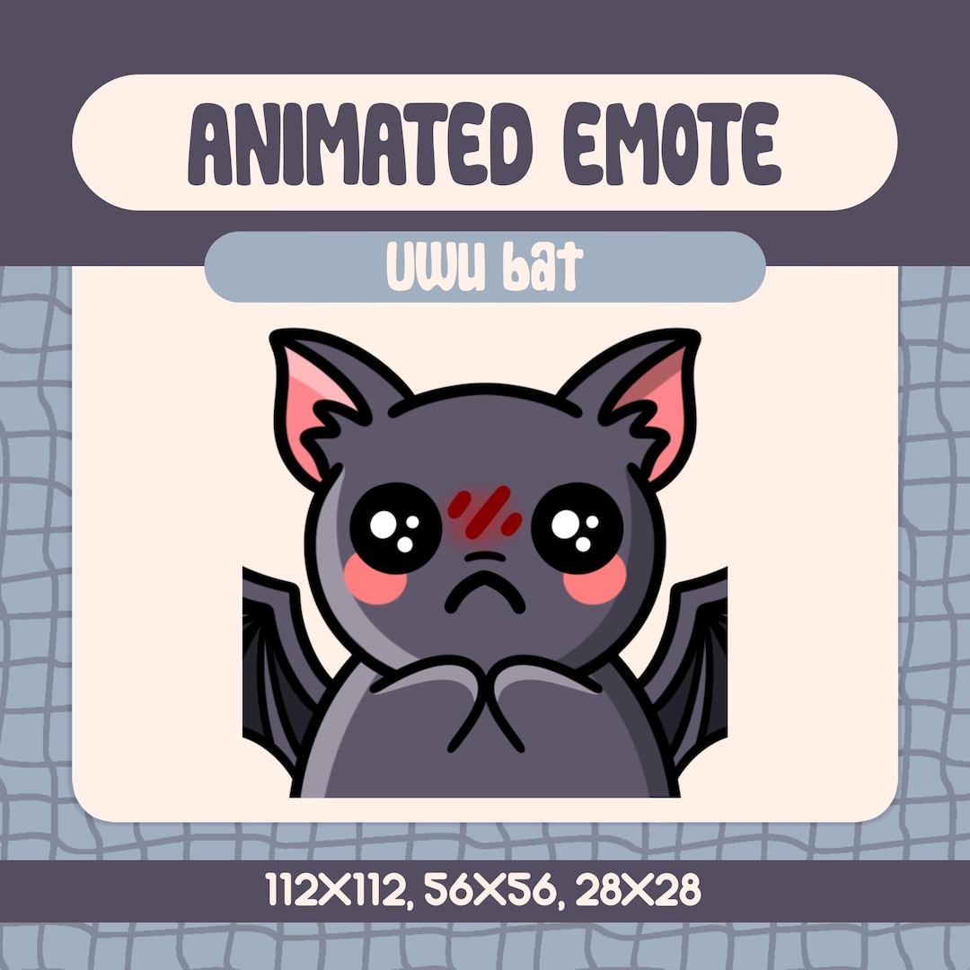 Kawaii Uwu Bat Animated Emote for Twitch and Discord, Spooky Halloween ...