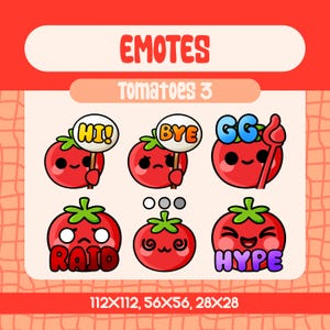 Kawaii Tomato Emotes Pack, Twitch Discord Stream (digital Download) - Etsy
