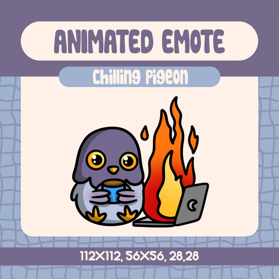 Cozy Chilling Pigeon Animated Emote for Twitch, Discord (digital ...