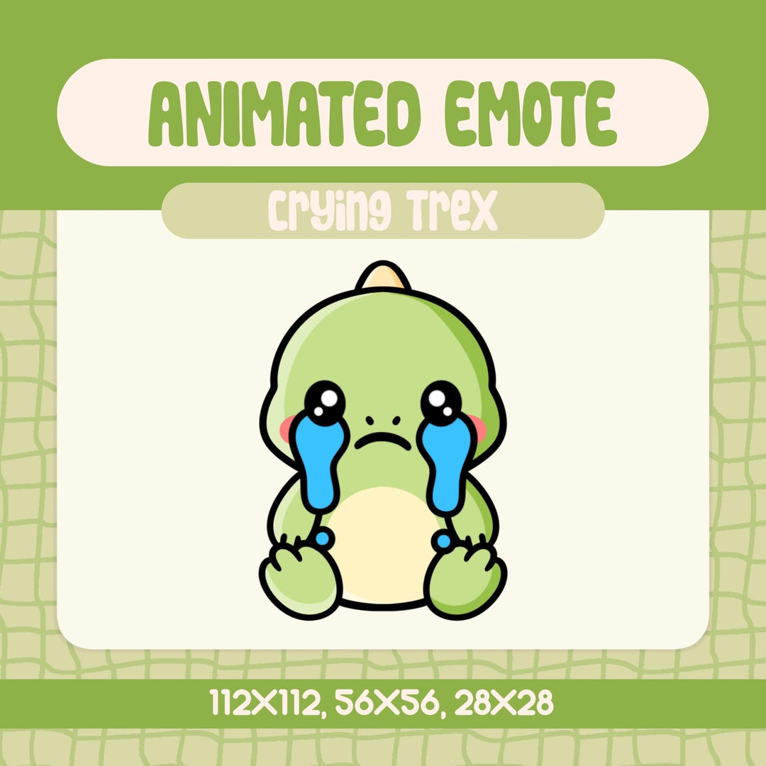 Kawaii Crying T-rex Emote for Twitch and Discord, Cute Sad Dinosaur ...