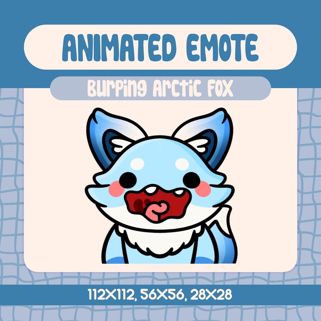 Kawaii Burping Arctic Fox Animated Emote, Twitch Discord (digital ...