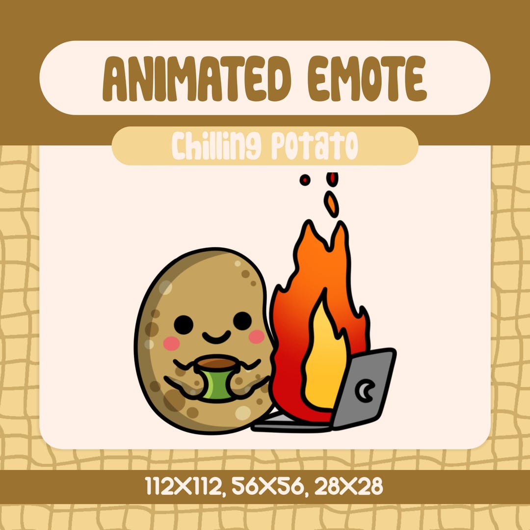Kawaii Chilling Potato Animated Emote for Twitch and Discord, Funny ...