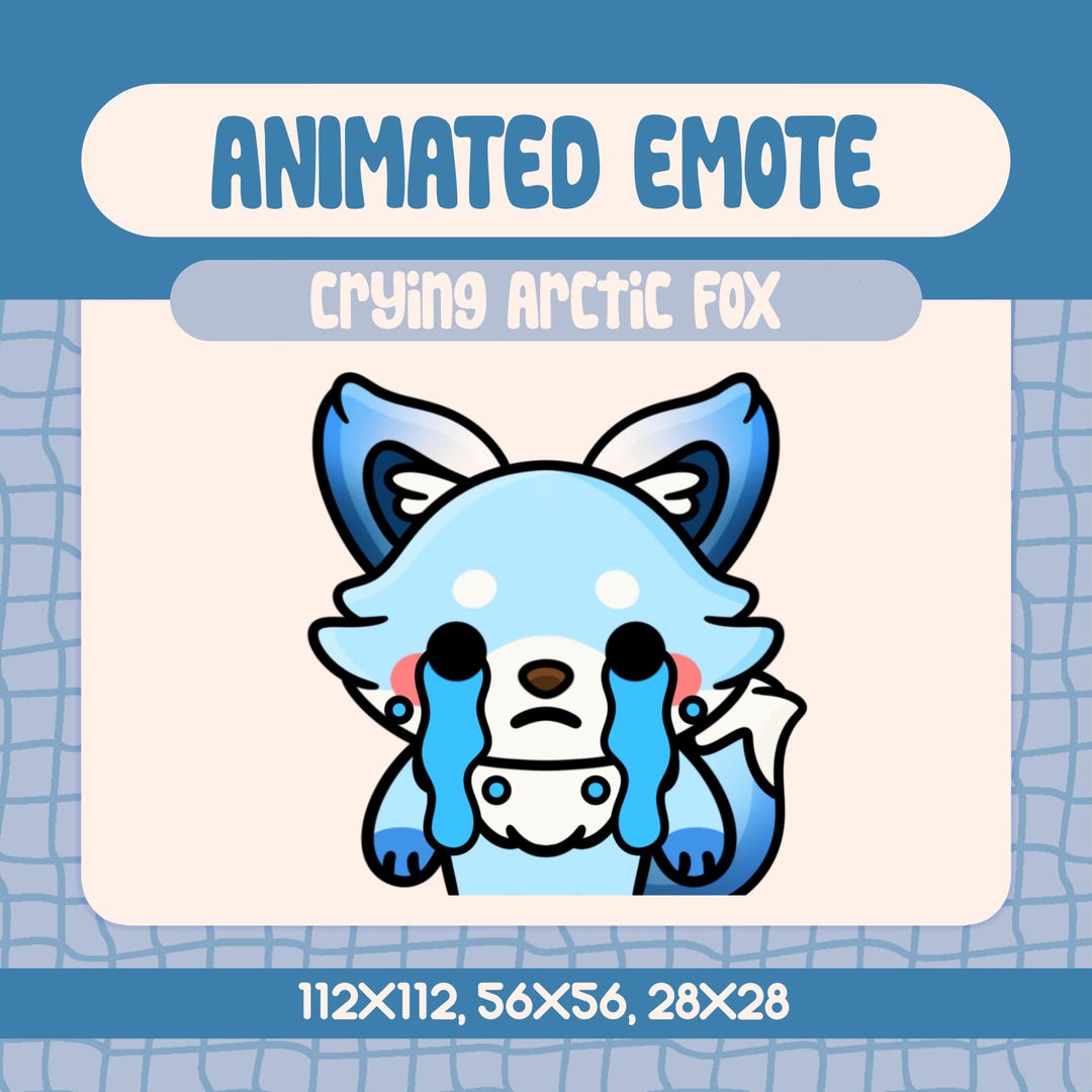 Kawaii Crying Arctic Fox Animated Emote for Twitch, Discord (digital ...
