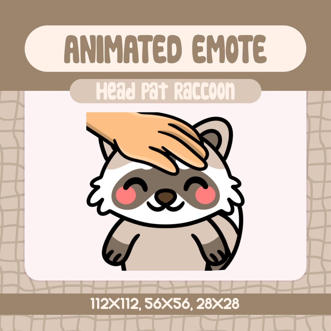 Kawaii Head Pat Raccoon Animated Emote for Twitch and Discord, Cute ...