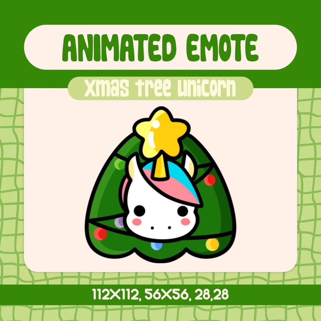Kawaii Christmas Tree Unicorn Animated Emote for Twitch, Cute Xmas ...