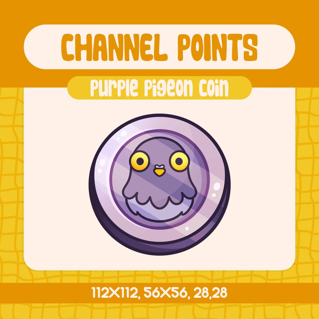 Purple Pigeon Coin Emote, Twitch Channel Point, Discord Reward (digital ...