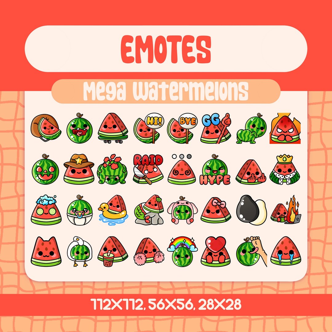 Kawaii Watermelon Emotes Pack, Funny Twitch and Discord Reactions ...