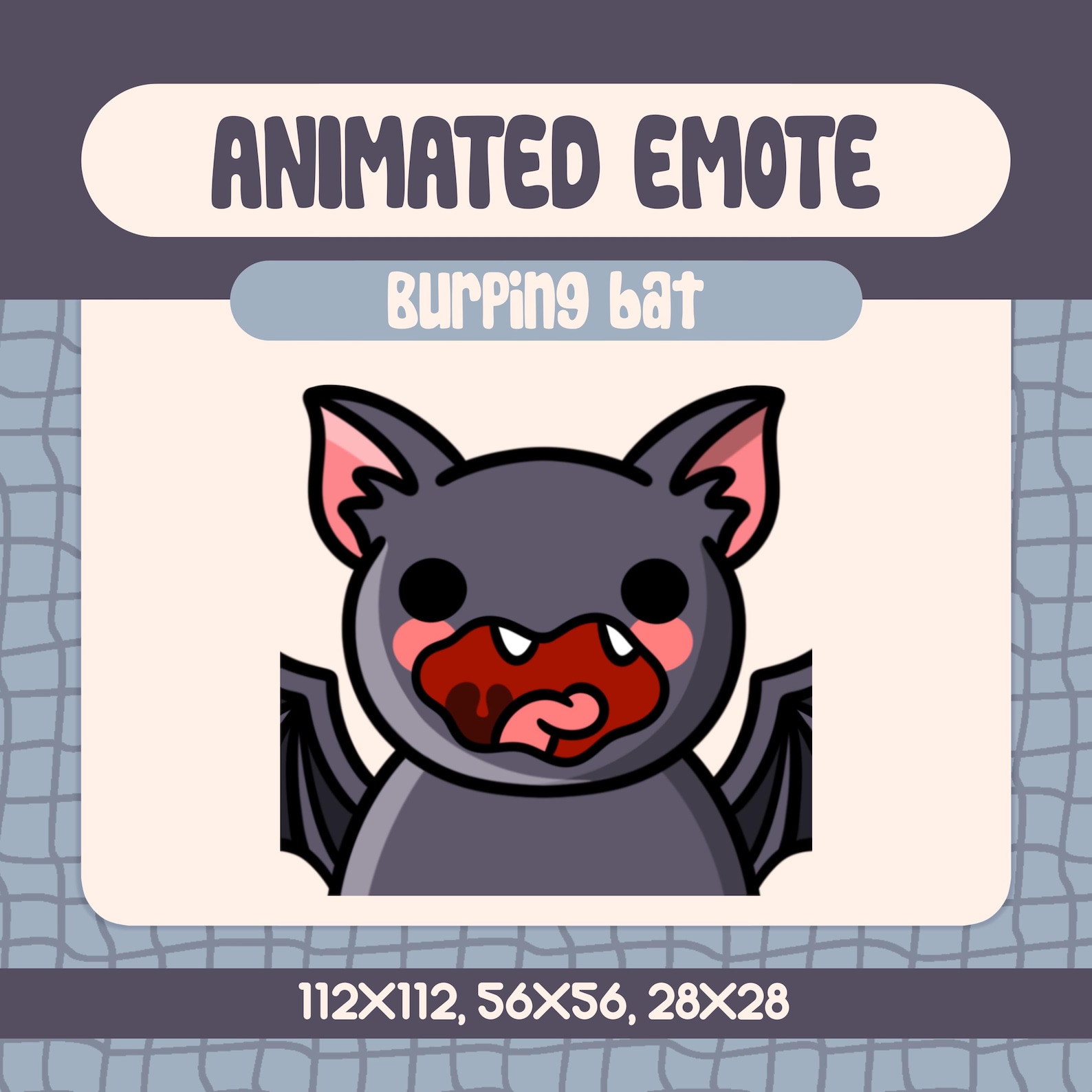 Burping Bat Animated Emote for Twitch and Discord, Kawaii Vampire Bat ...
