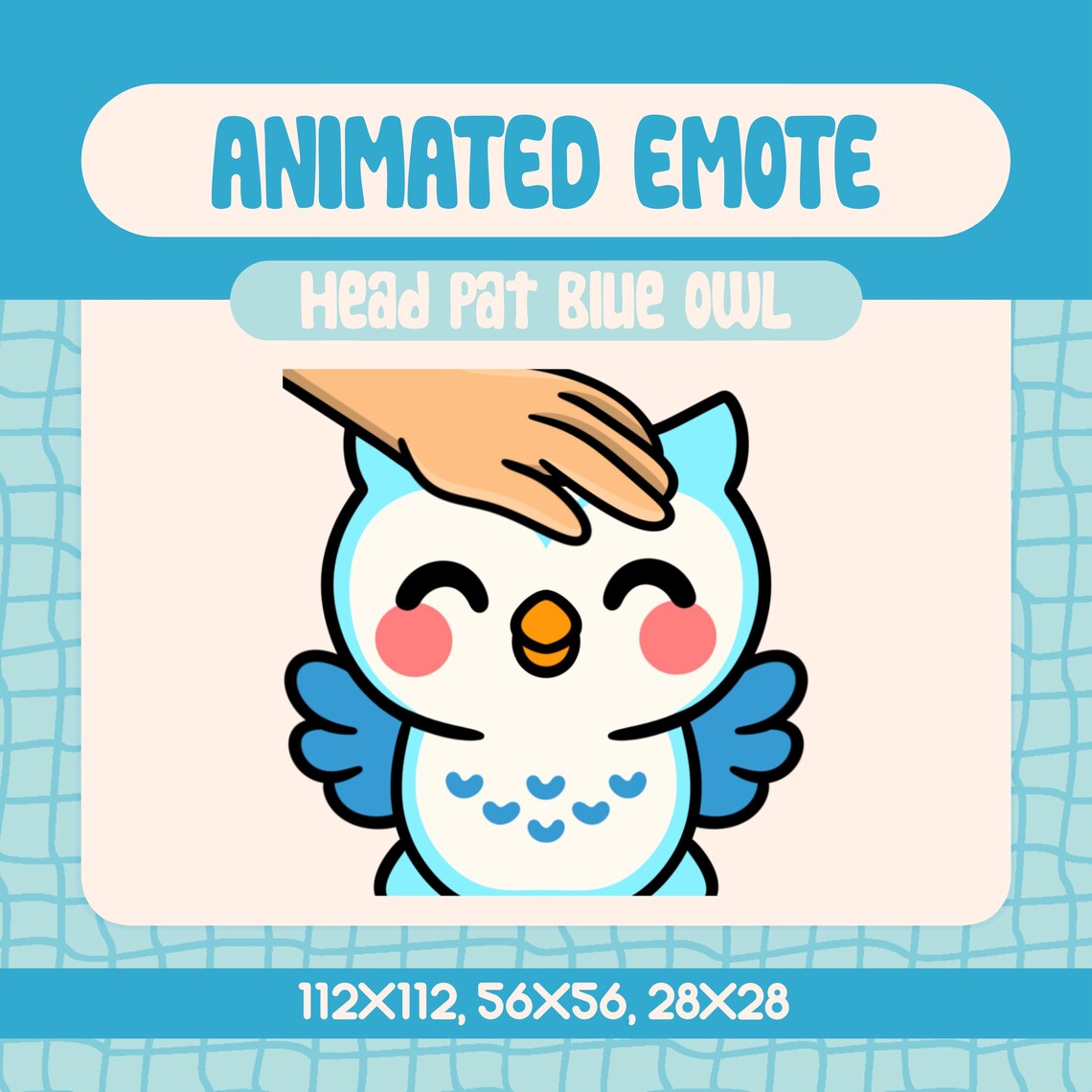 Kawaii Blue Owl Head Pat Animated Emote for Twitch/discord (digital ...