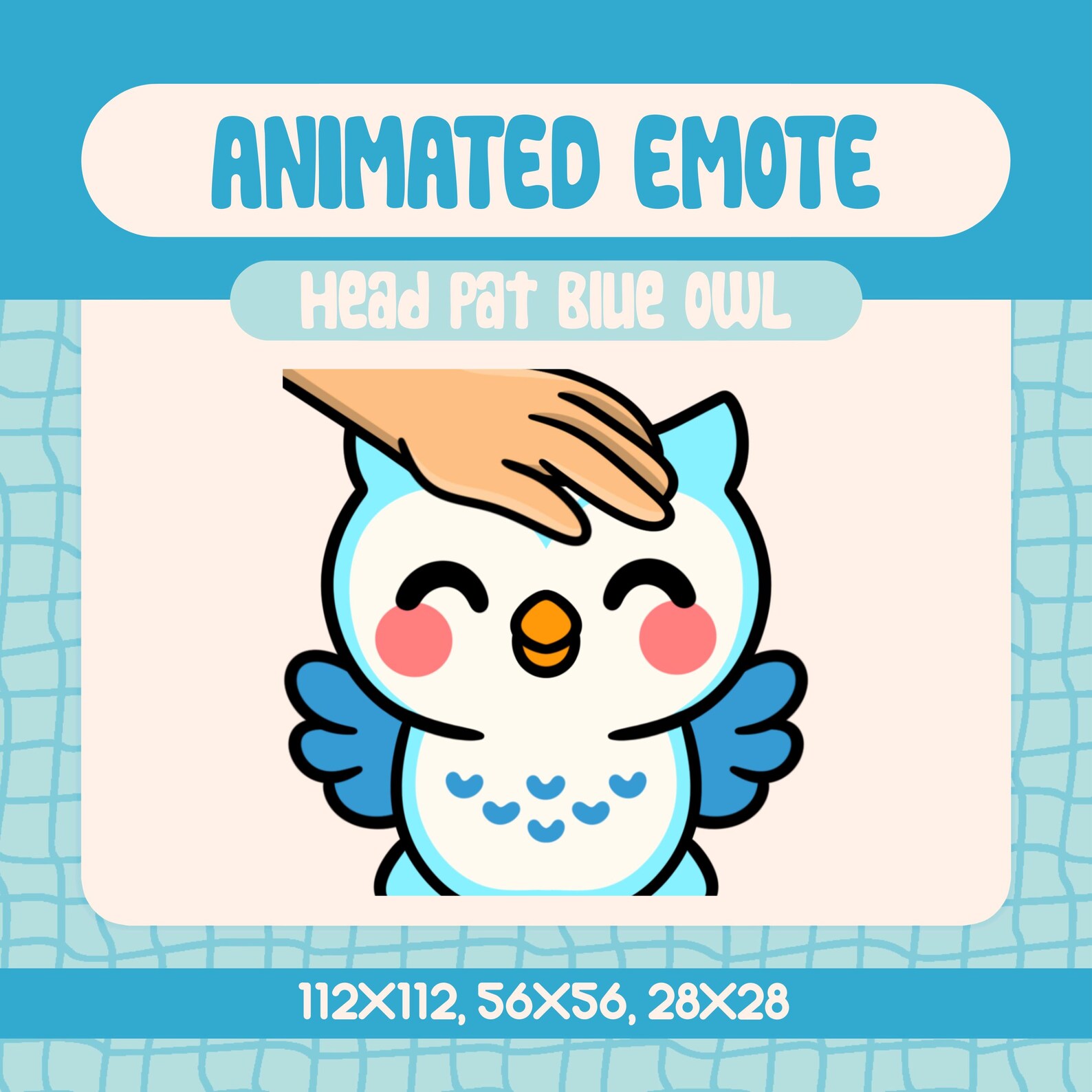 Kawaii Blue Owl Head Pat Animated Emote for Twitch/discord (digital ...