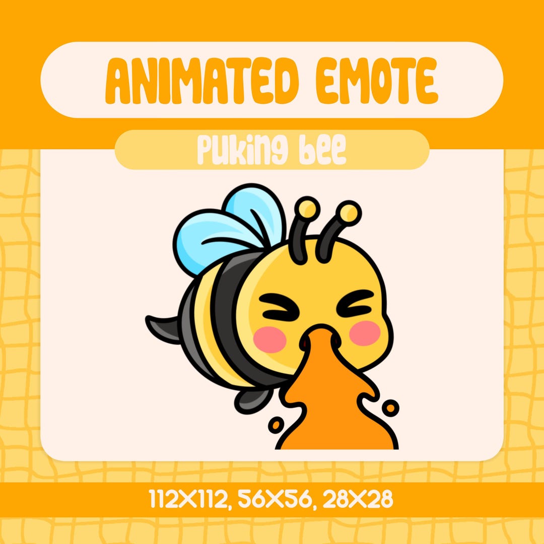 Kawaii Puking Bee Animated Emote for Twitch and Discord, Funny Vomiting ...