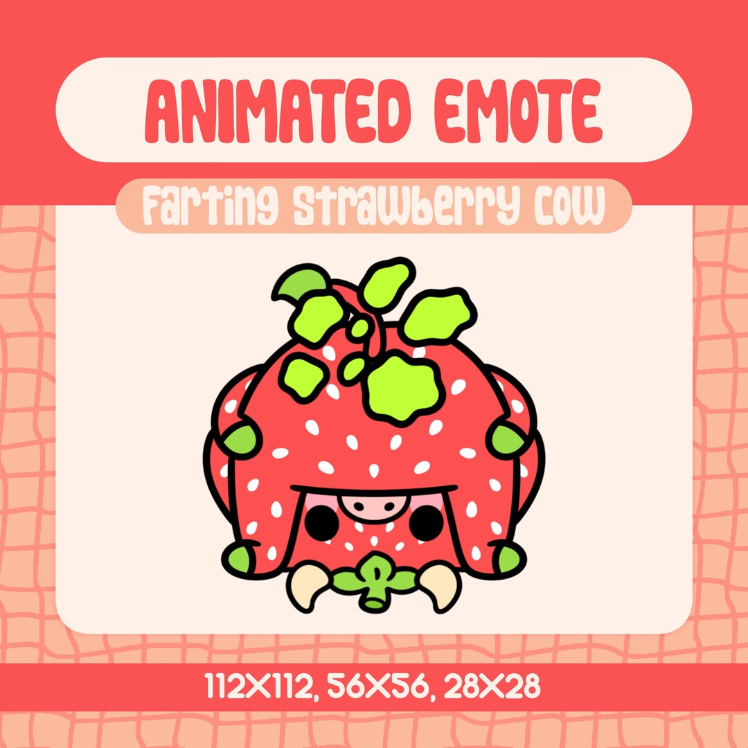 Pink Farting Strawberry Cow Animated Emote for Twitch and Discord Cute ...