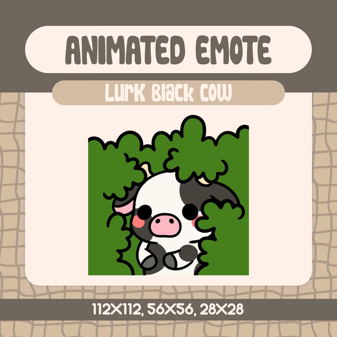 Kawaii Lurk Black Cow Animated Emote for Twitch, Discord (digital ...