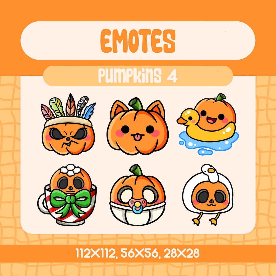6 Kawaii Pumpkin Emotes Pack for Twitch and Discord, Adorable Halloween ...