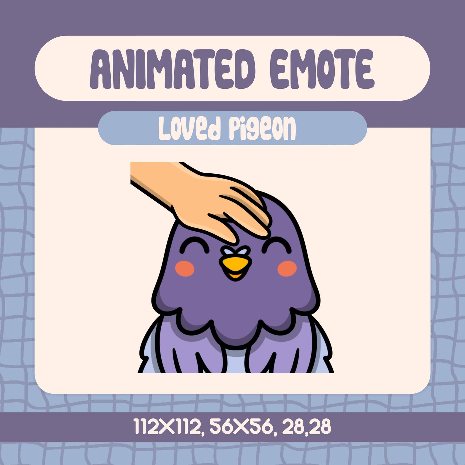 Kawaii Pigeon Head Pat Animated Emote for Twitch, Discord (digital ...