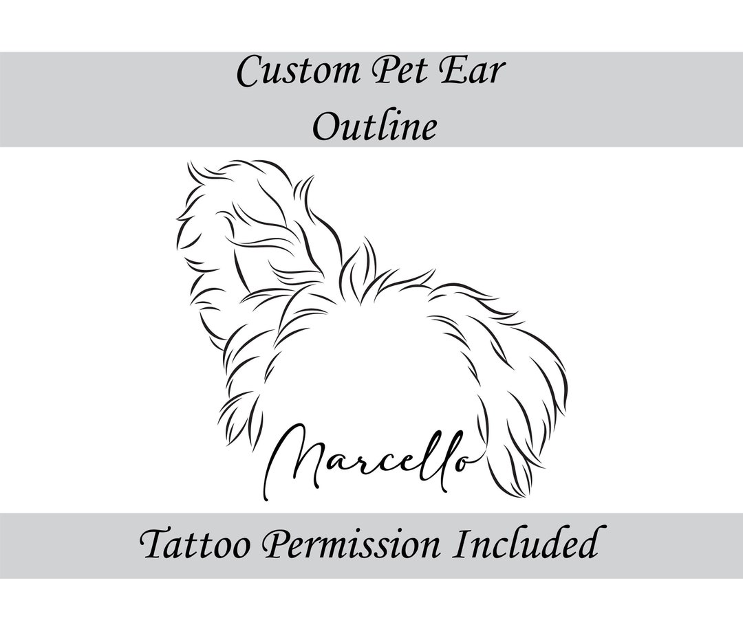 Dog Ear Outline Custom Tattoo Design Pet Ear Drawing Pet Loss Gift ...