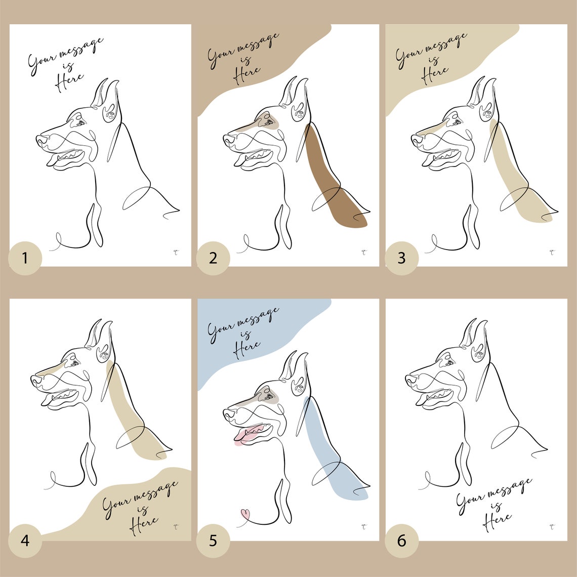 Doberman Line Art Portrait Digital Drawing Personalized Dog - Etsy