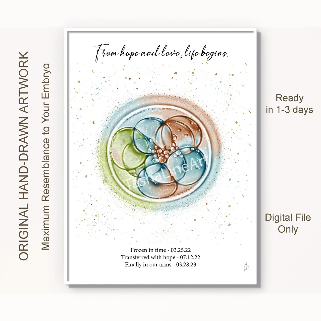 Custom IVF Embryo Watercolor Art - Personalized Pregnancy Gift (digital ...