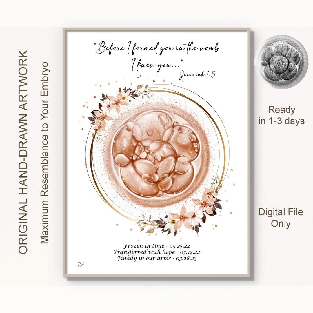 Custom Embryo Art IVF Drawing Personalized Pregnancy Loss Gift Nursery ...