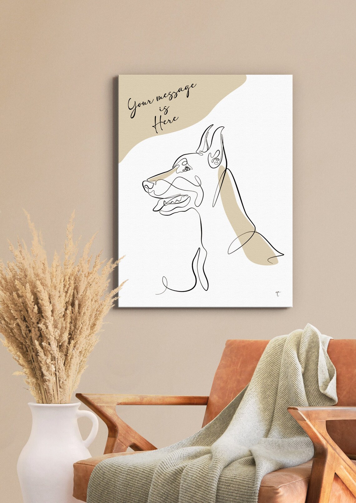 Doberman Line Art Portrait Digital Drawing Personalized Dog - Etsy