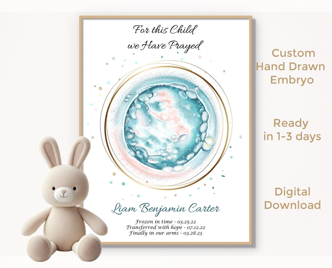 Custom IVF Embryo Drawing, Personalized Embryo Art, Transfer Day IVF ...