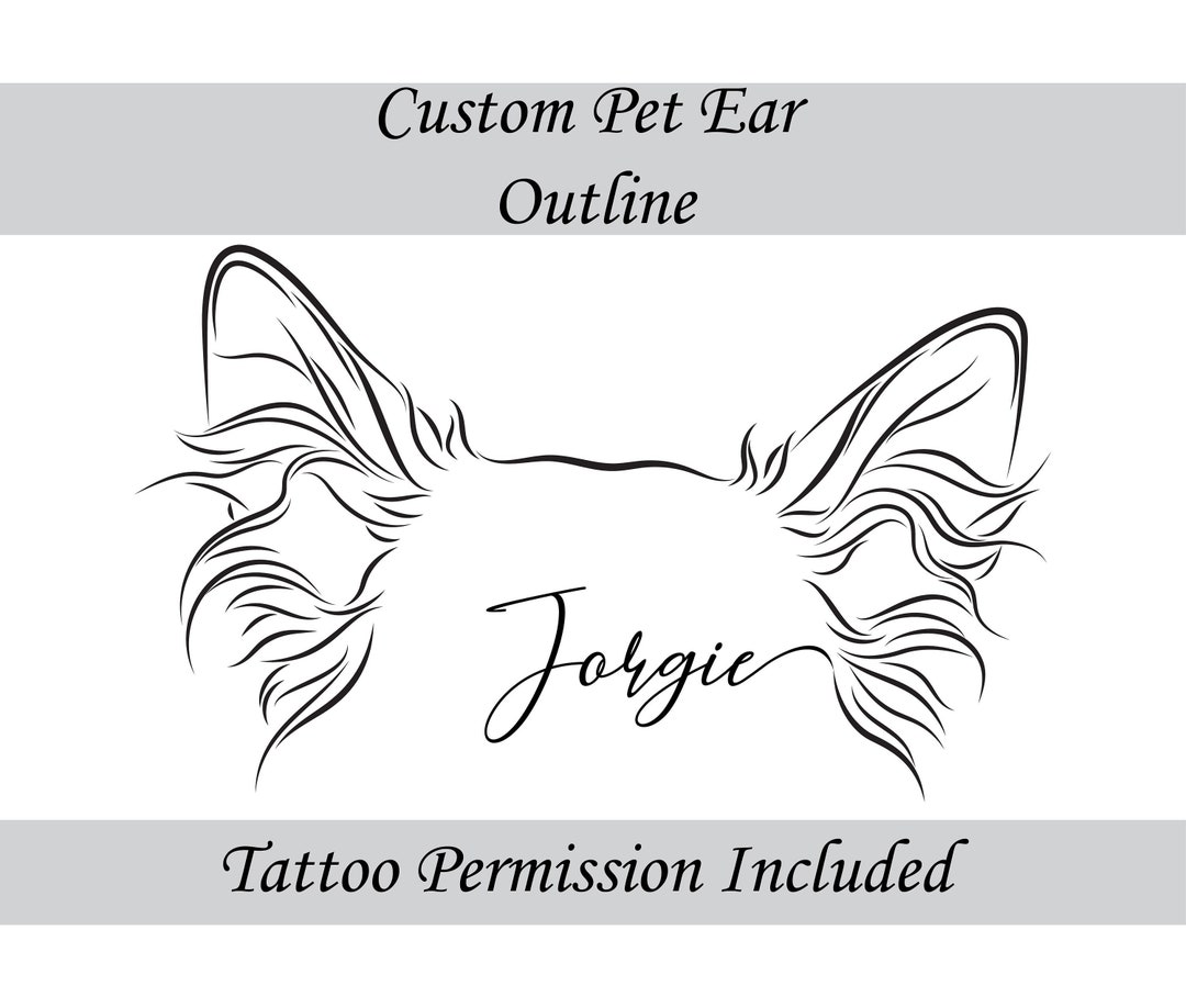 Custom Pet Ear Outline Drawing, Dog Ears Drawing, Pet Ear Tattoo ...