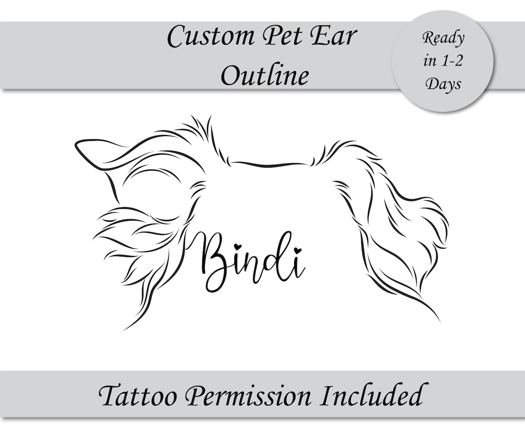 Custom Pet Ear Outline Drawing Dog Ears Outline Pet Tattoo Design Pet ...