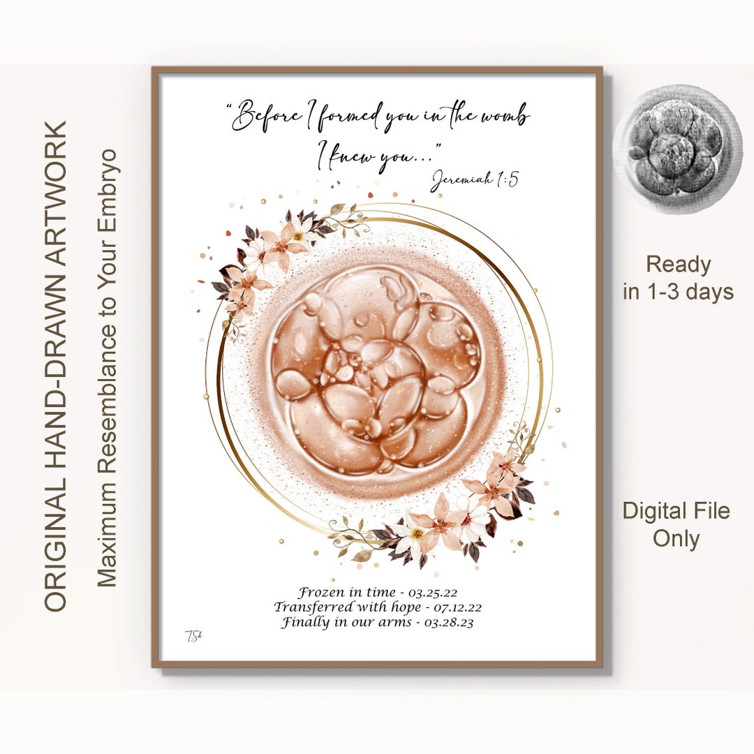 Custom Embryo Art IVF Drawing Personalized Pregnancy Loss Gift Nursery ...