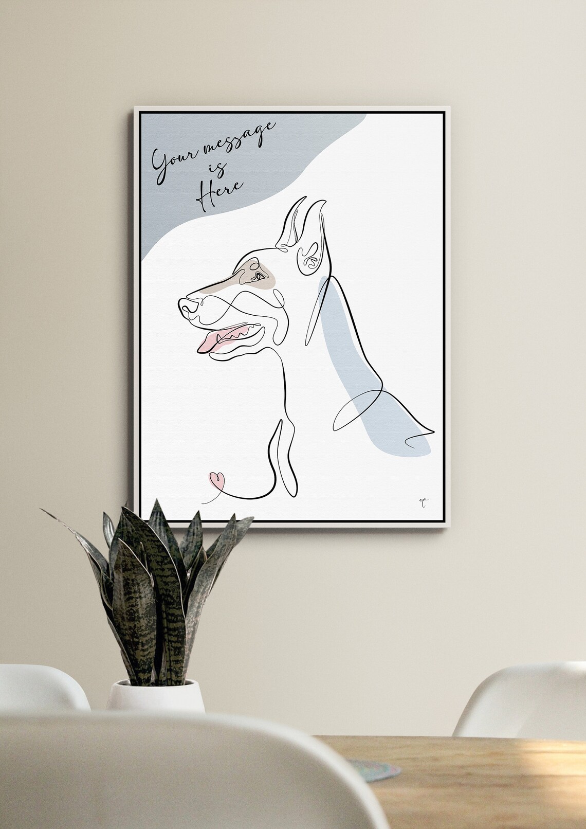 Doberman Line Art Portrait Digital Drawing Personalized Dog - Etsy