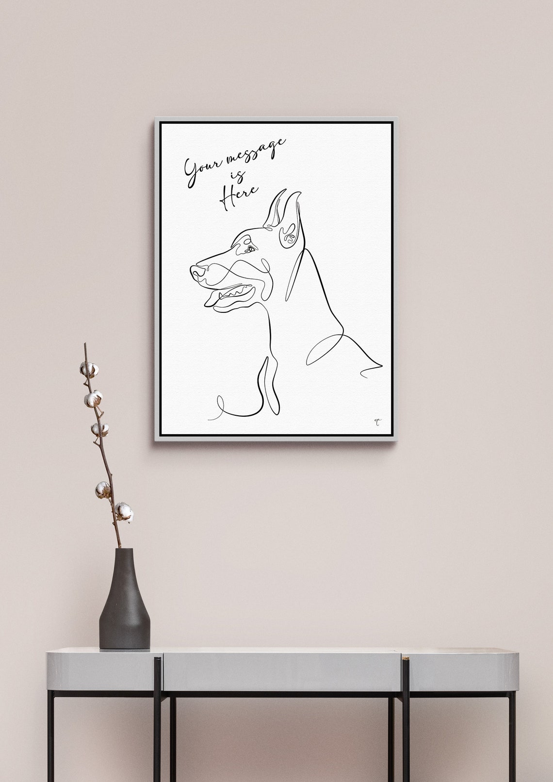 Doberman Line Art Portrait Digital Drawing Personalized Dog - Etsy