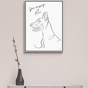 Doberman Line Art Portrait Digital Drawing Personalized Dog - Etsy