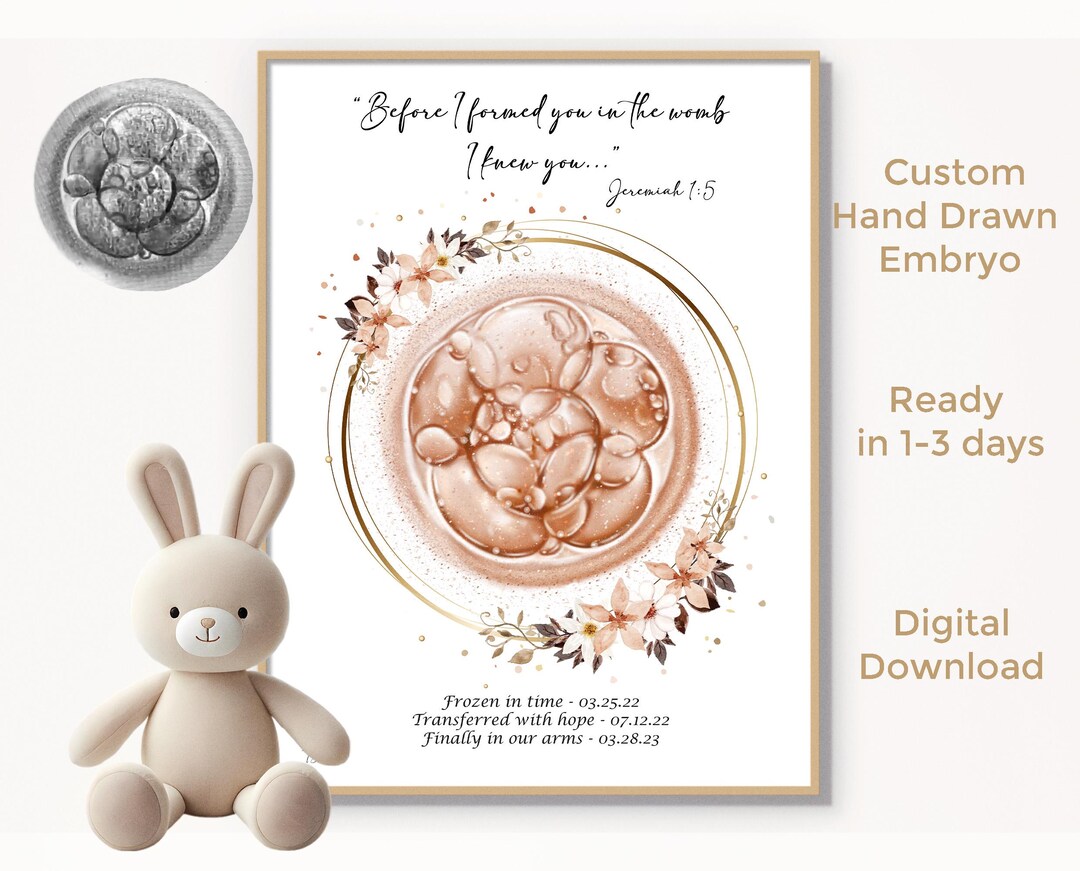 Custom IVF Embryo Art Print: Pregnancy Gift, Nursery Decor (digital ...