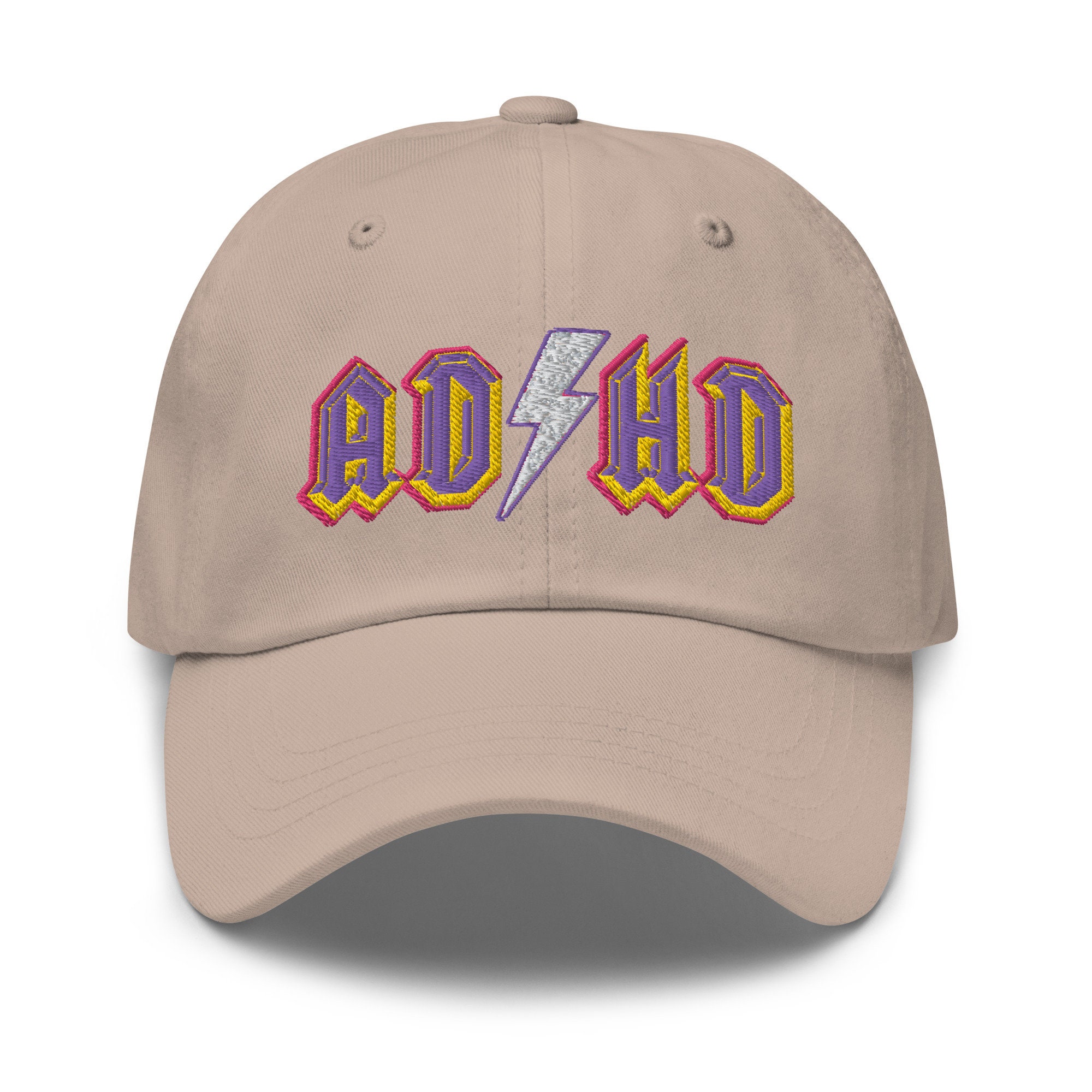 ADHD Ac/dc-style Stitched Dad Hat Pink/purple/gold Logo - Etsy