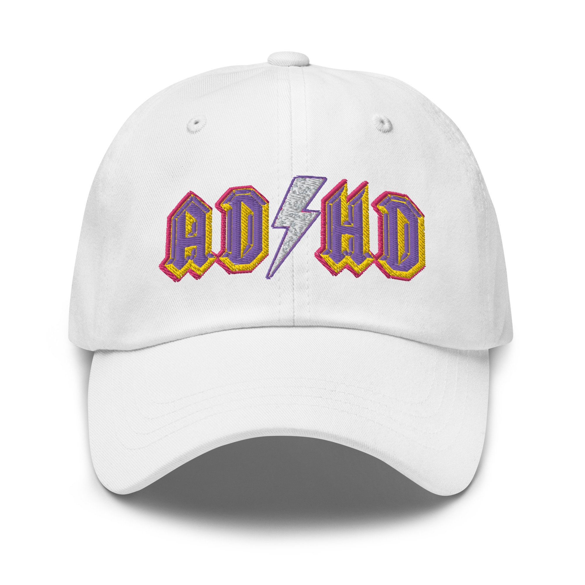 ADHD Ac/dc-style Stitched Dad Hat Pink/purple/gold Logo - Etsy