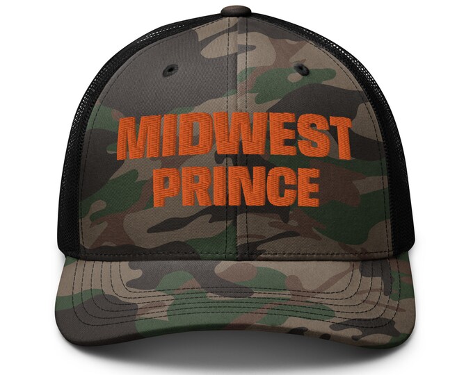 Midwest Prince Chappell Roan Camo/orange Embroidered Trucker Hat - Etsy
