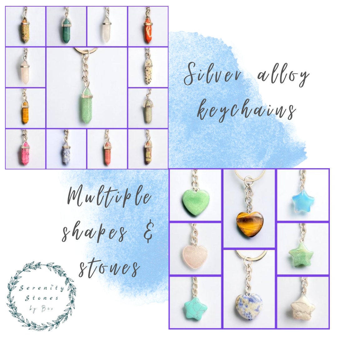 Crystal Keyring, Multiple Options, Mini Charm, Keychain Raw Gemstone ...