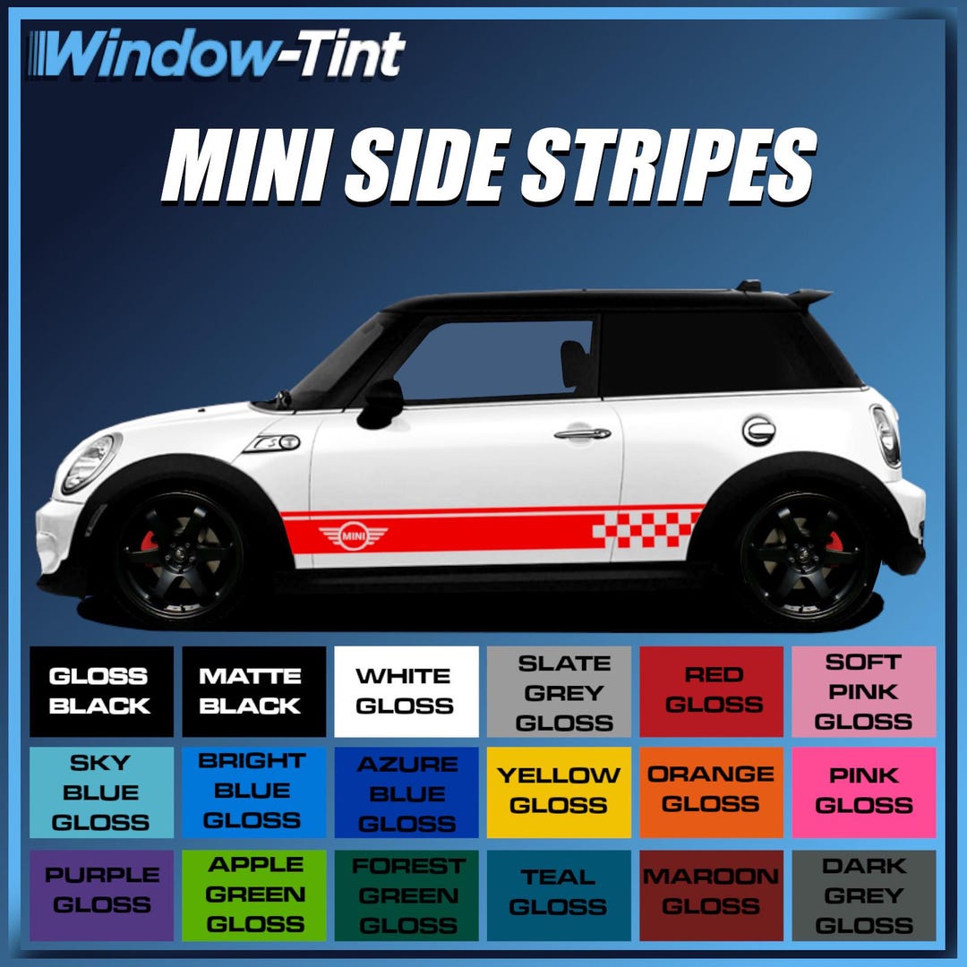 Mini Cooper S Mini One Side Stripes Vinyl Decals Stickers Racing Sport ...