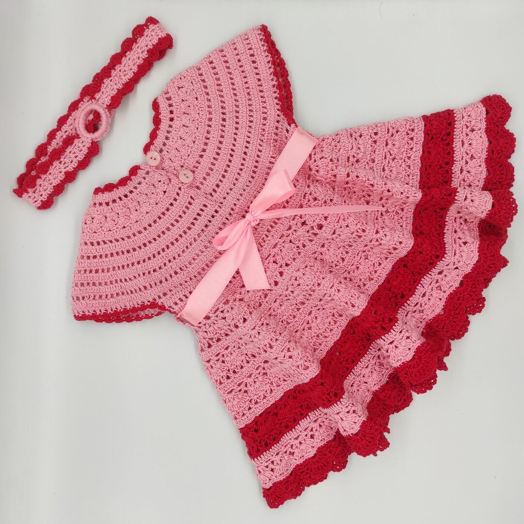 Hand-knit Baby Girl Sundress and Hair Band Set - Etsy