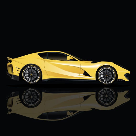 Yellow Ferrari 812 Competizione High-resolution Digital - Etsy