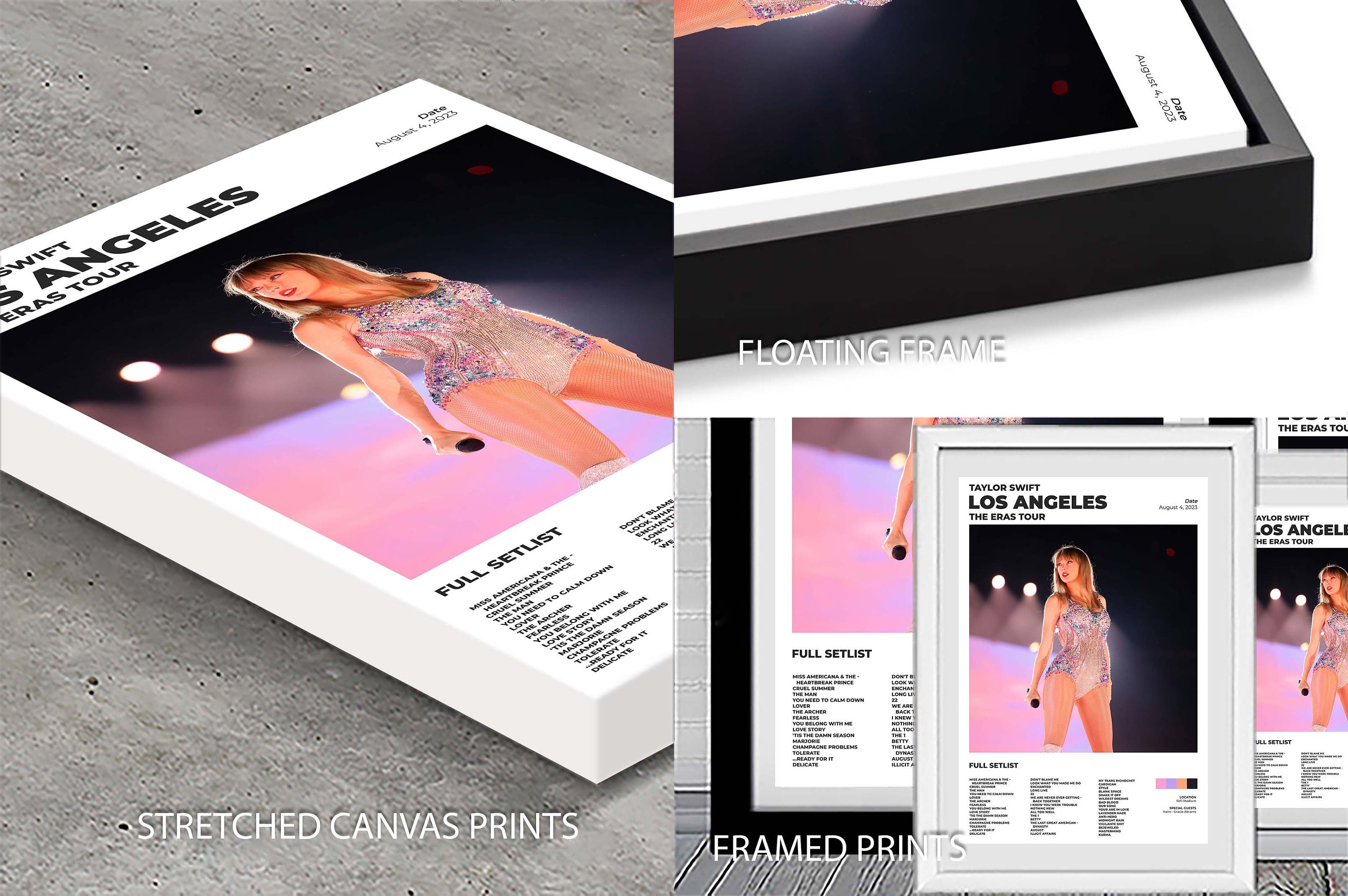 Taylor Los Angeles The Eras Tour Setlist Concert Poster sold by ...