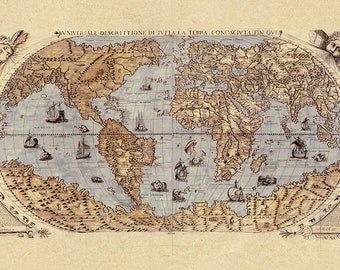 Medieval map of the world - Etsy Nederland